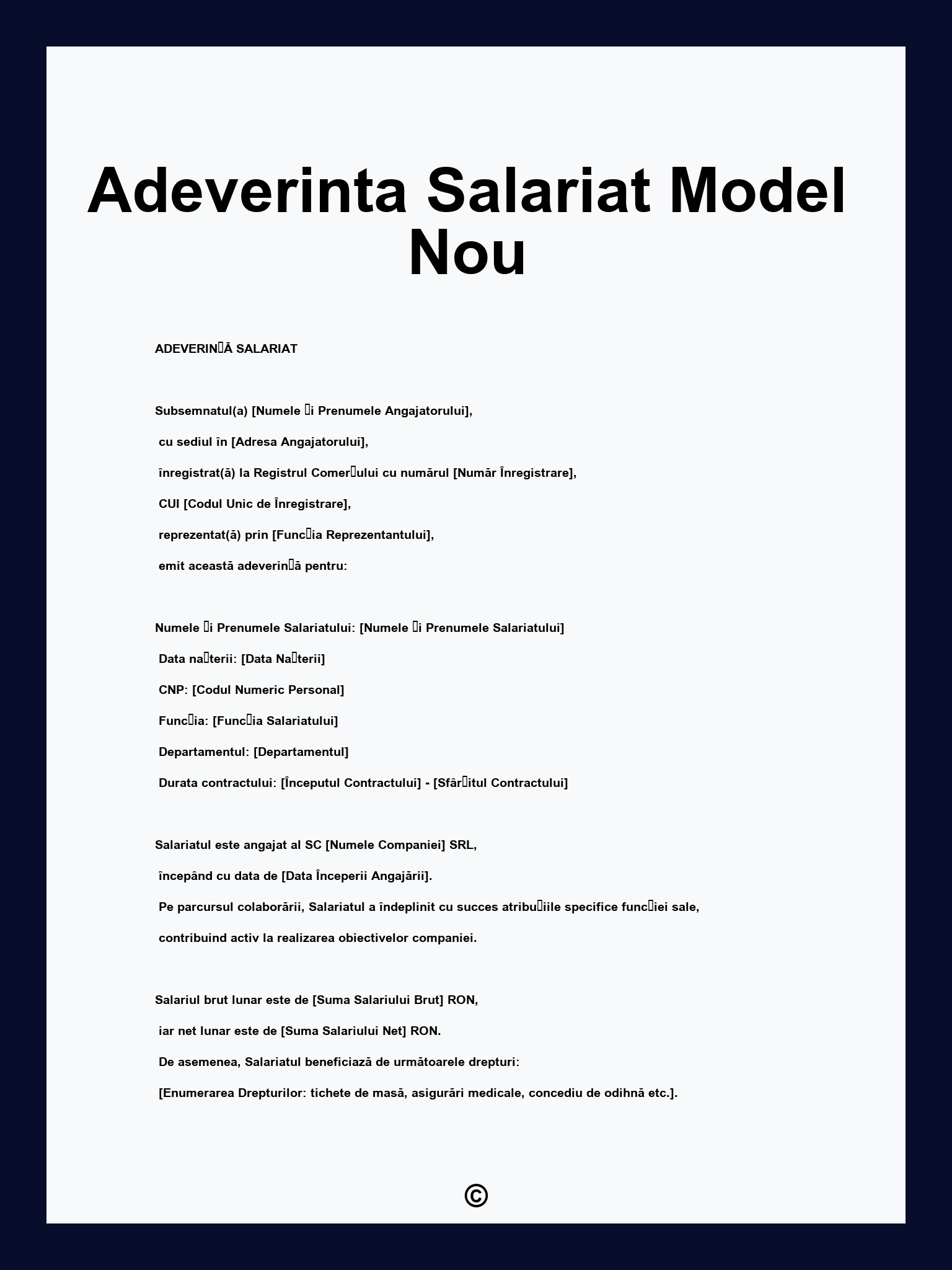 Adeverinta Salariat Model Nou