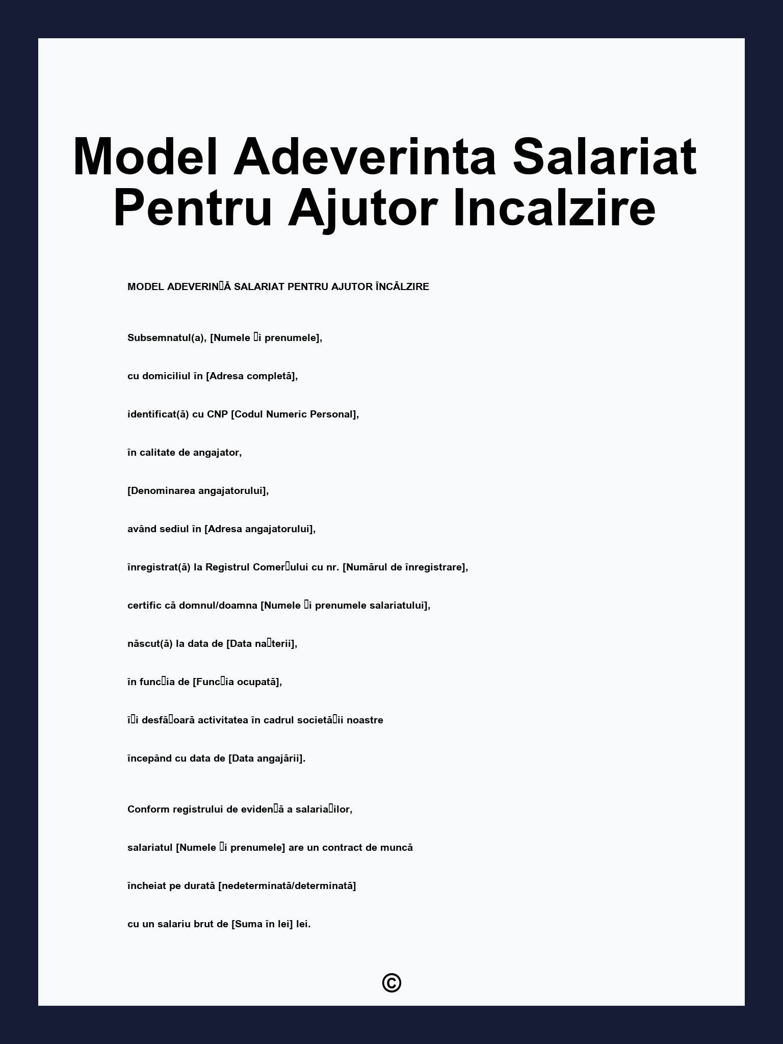 Model Adeverinta Salariat Pentru Ajutor Incalzire