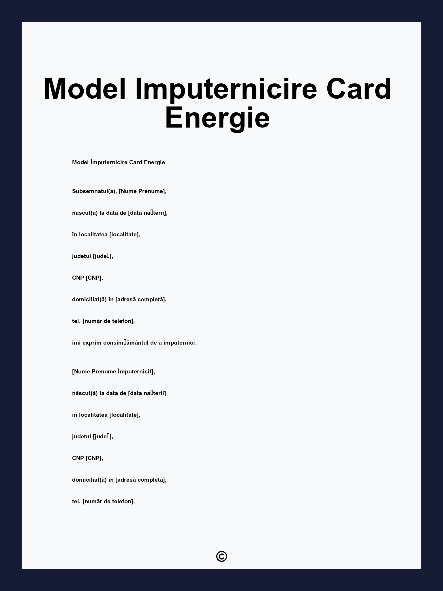 Model Imputernicire Card Energie