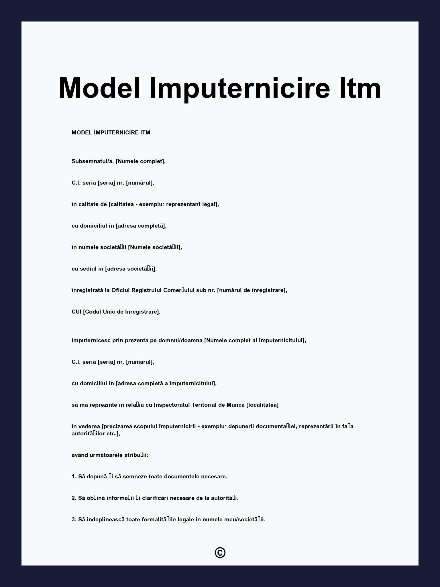 Model Imputernicire Itm
